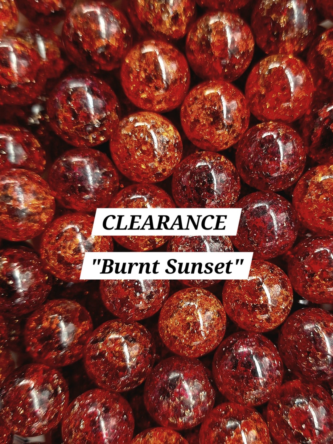 14mm - 25 Pieces Cracked Marbles, Fried Marbles, "burnt Sunset" Cracked ...