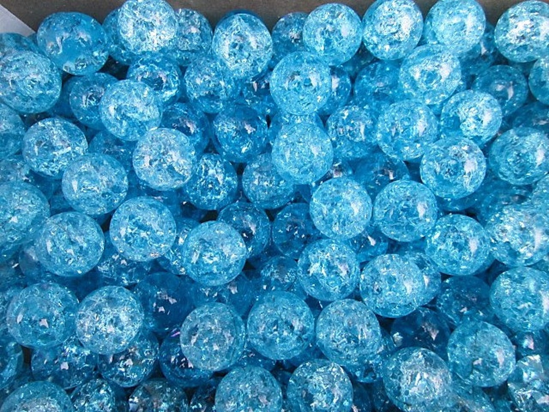 14mm - 10 Cracked Marbles, Fried Marbles 9/16", Caribbean Skies Blue ...