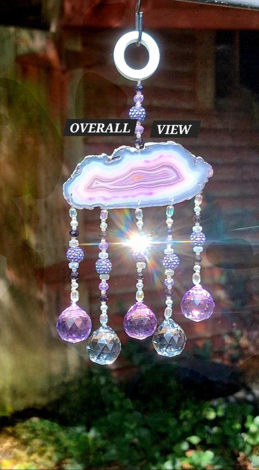 Agate Sun Catcher, Glass Window Suncatcher, Metaphysical Sun Catcher ...