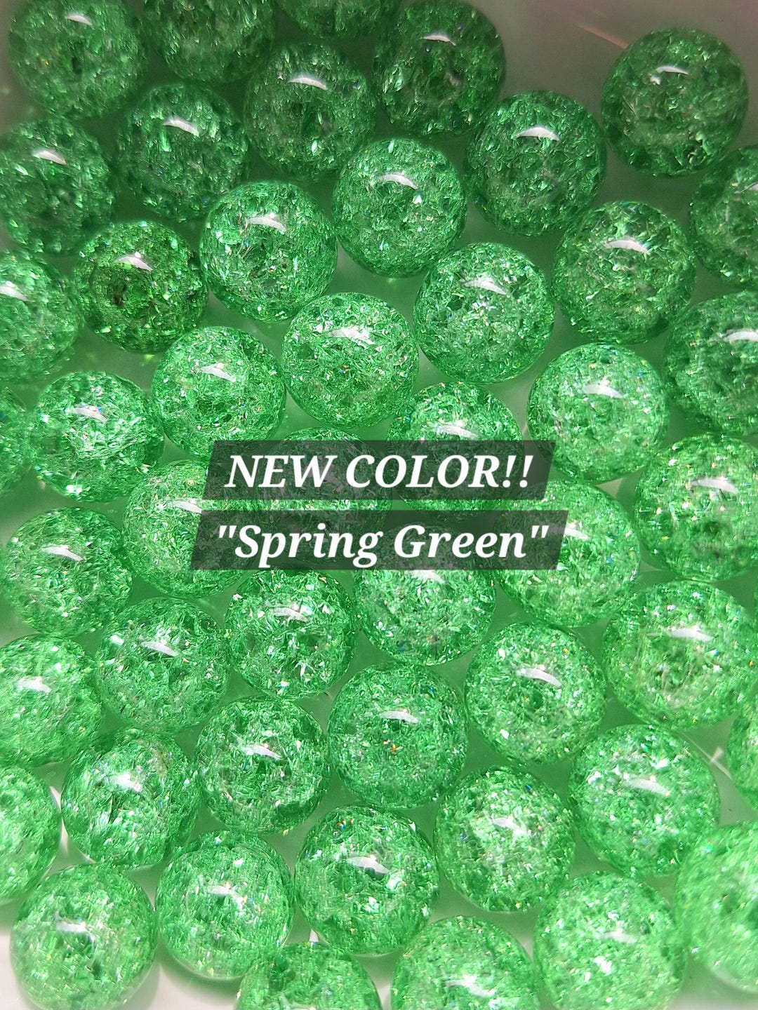 14mm - 10 Cracked Marbles, Fried Marbles, "spring Green" Cracked Fried ...
