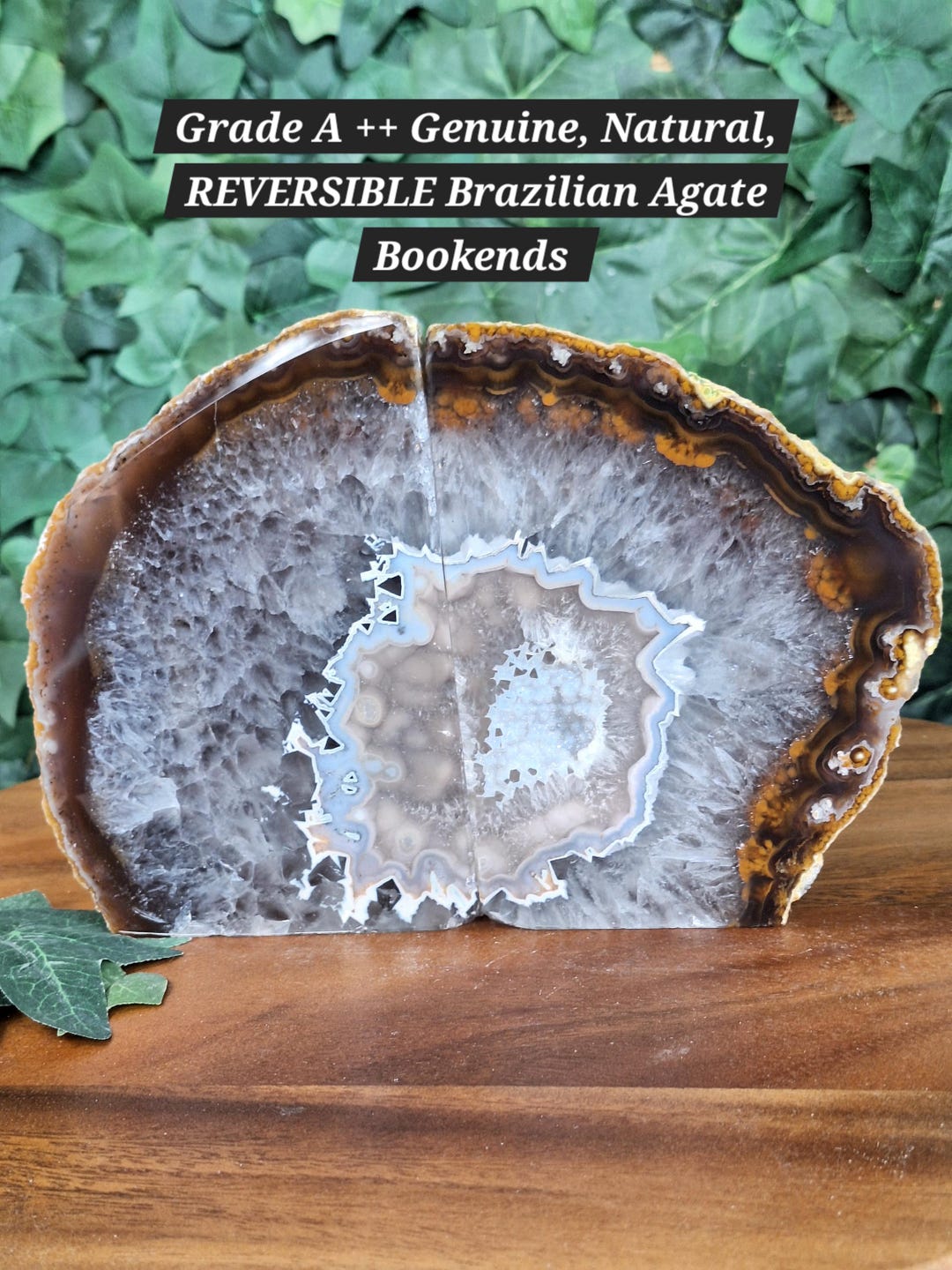 Reversible A Natural Agate Bookends, Agate Bookends, Stone Bookends ...