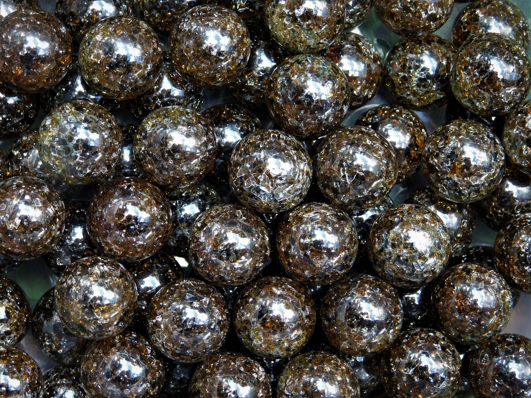 14mm - 10 Cracked Marbles, Fried Marbles 9/16", Chocolate Brown Cracked ...