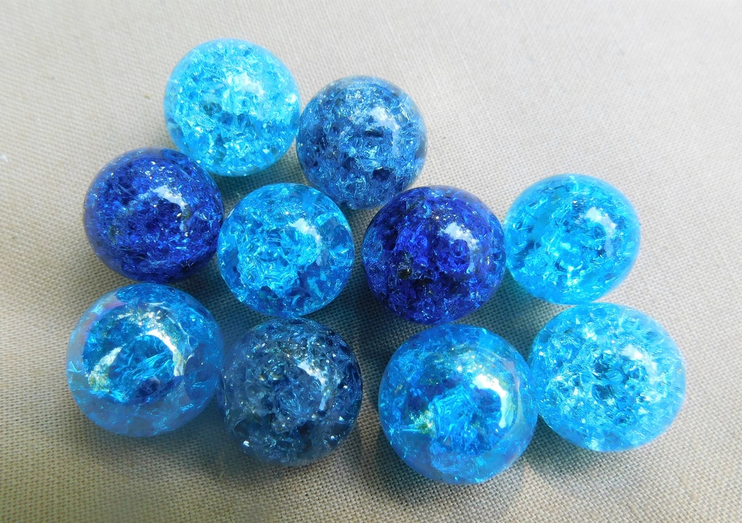 14mm/15mm 10 We Got the Blues Cracked Marbles, Fried Marbles 9/16 ...