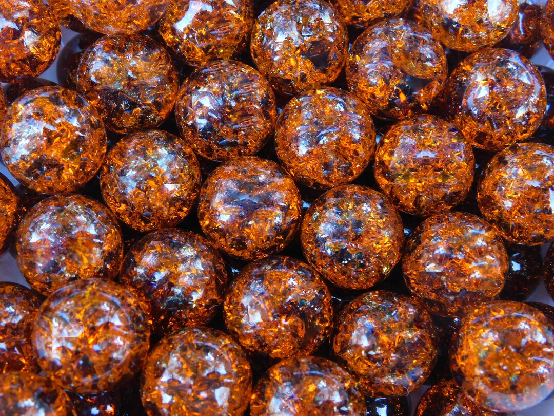 16mm - 10 Cracked Marbles, Fried Marbles 16mm, Sparkling Bronze Cracked ...