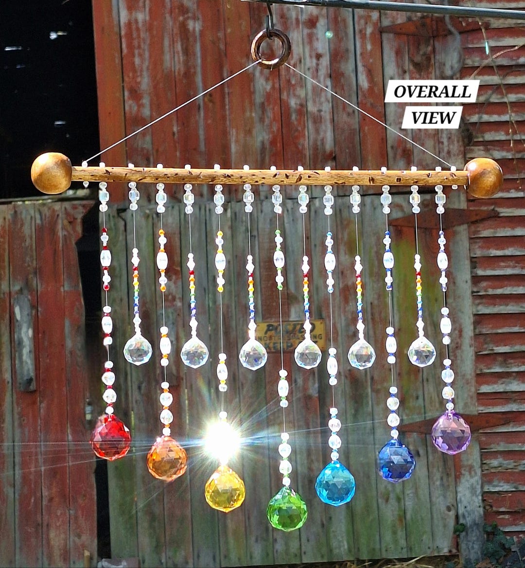 13 Piece Chakra Suncatcher, Wind Chime, Suncatcher, Crystal Suncatcher ...