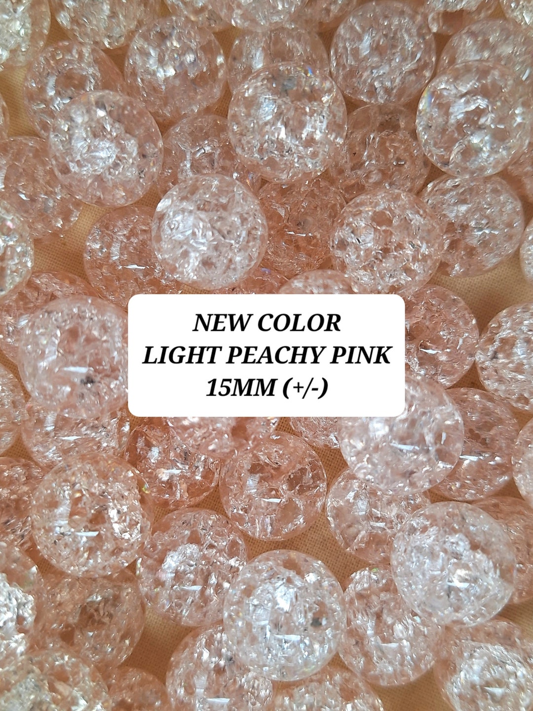 15mm - 10 Cracked Marbles, Fried Marbles, Light Peachy Pink, Cracked ...