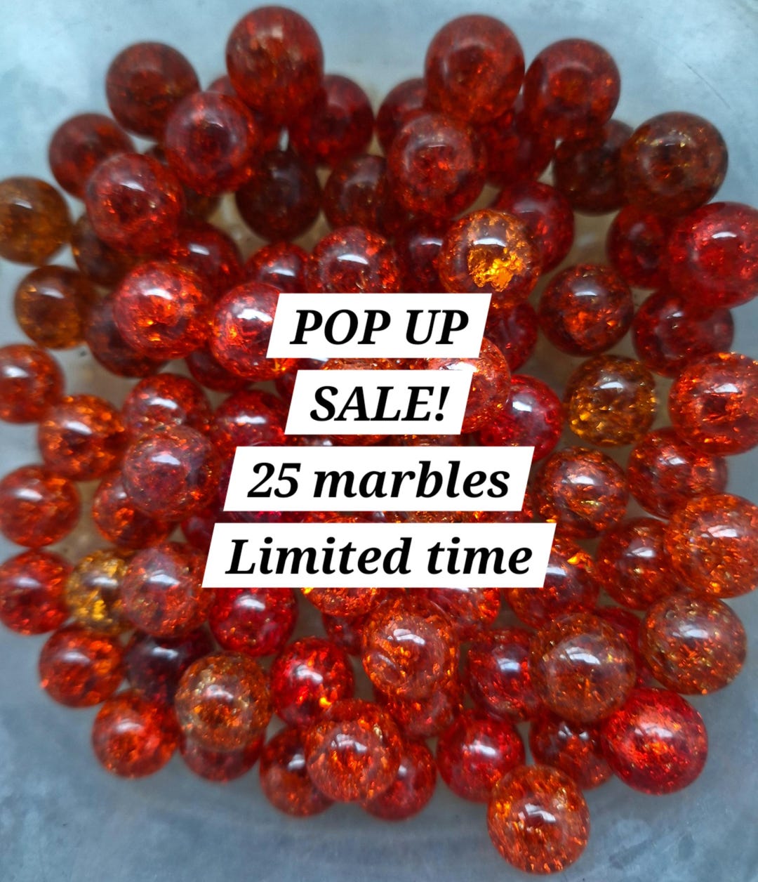 13.5-14mm - 25 Pcs Cracked Marbles, Fried Marbles," Glowing Ember ...