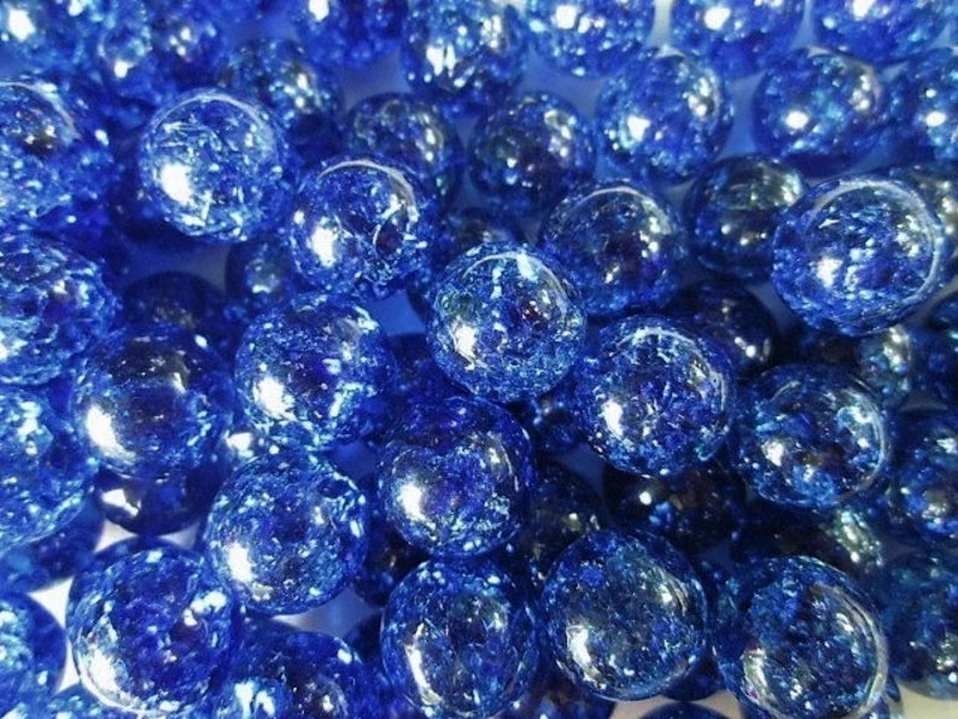 15.5/16mm 10 Cracked Marbles, Fried Marbles, Cracked Cobalt Blue ...