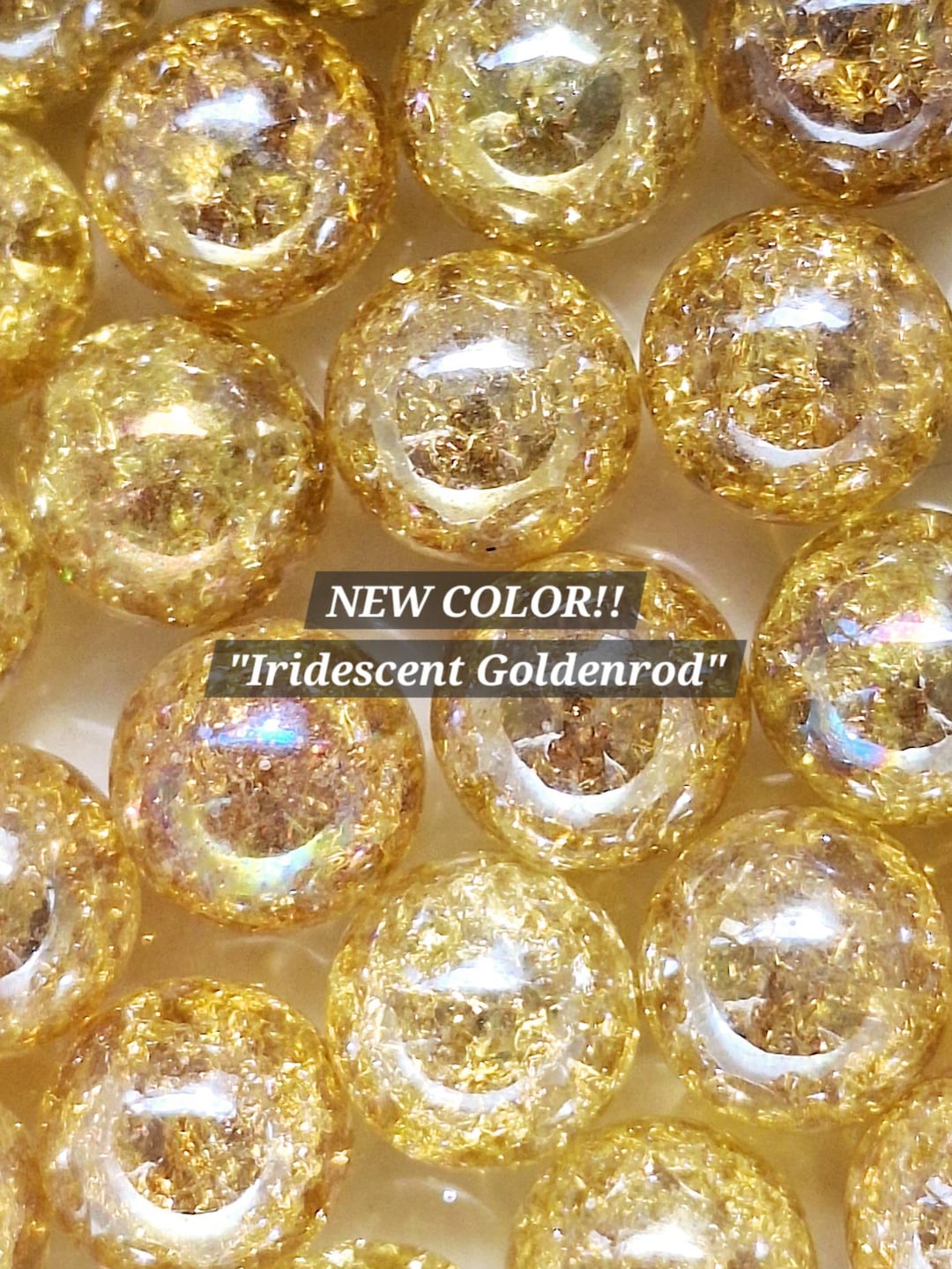 14mm - 10 Cracked Marbles, Fried Marbles, "iridescentgoldenrod" Cracked ...