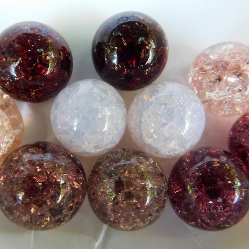 14mm 10 Cracked Marbles Fried Marbles Translucent Pink - Etsy