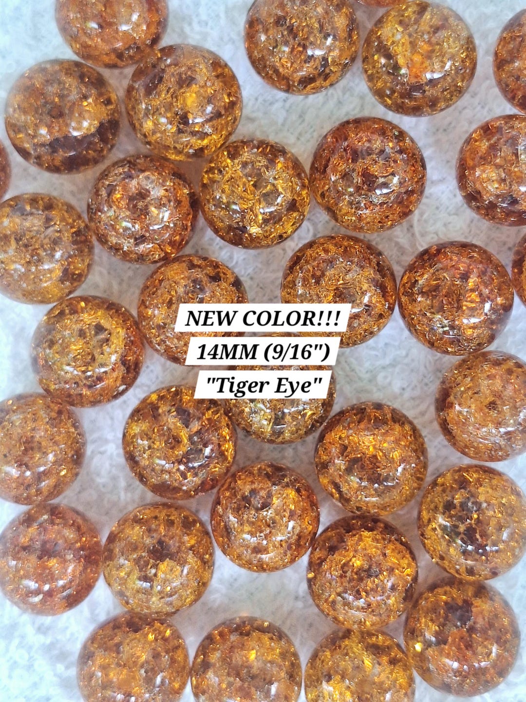 14mm - 10 Cracked Marbles, Fried Marbles 9/16", "tiger Eye" Cracked ...