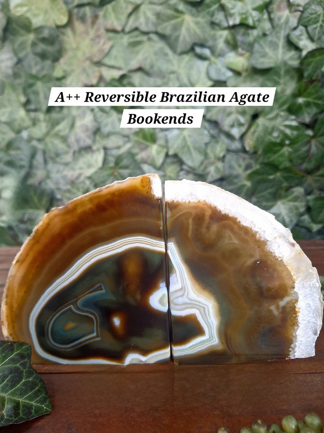 A Reversible Brazilian Agate Bookends, Green Agate Bookends, Agate ...