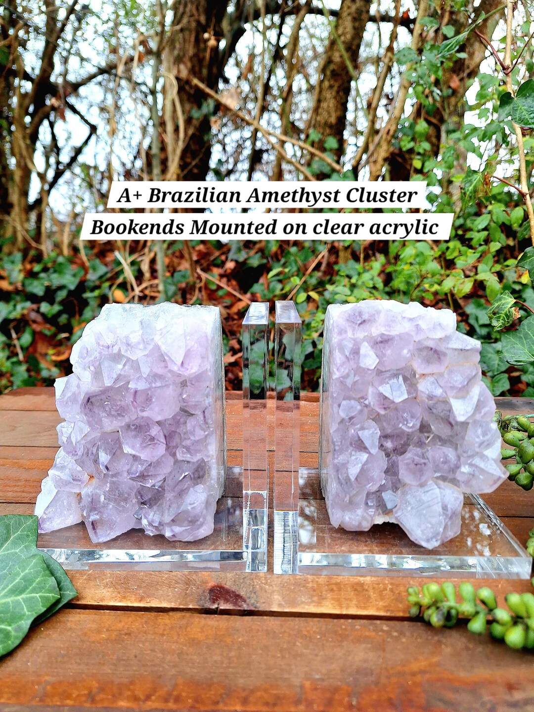 Large A Amethyst Cluster Bookends, Geode Bookends, Stone Bookends, Rock ...