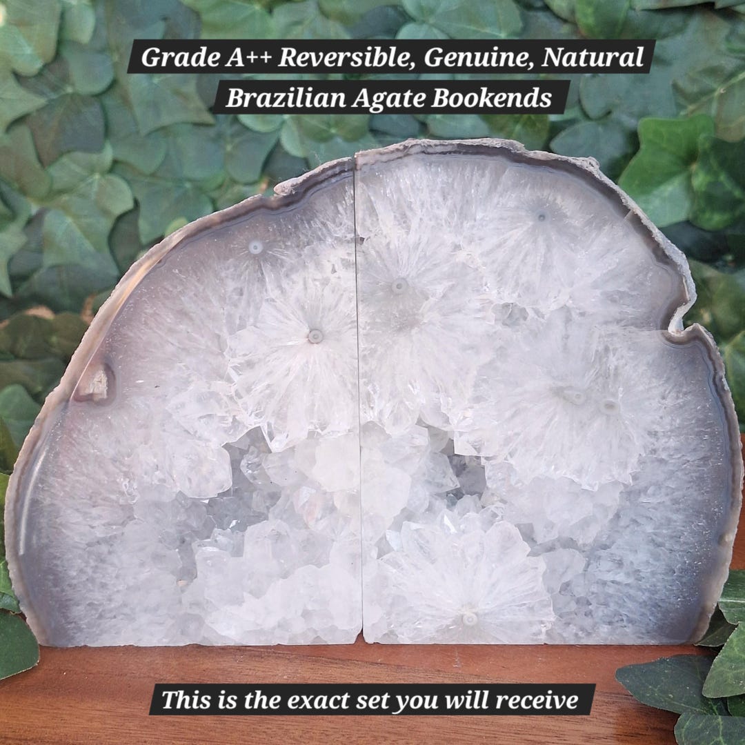 Reversible A Natural Agate Bookends, Agate Bookends, Stone Bookends ...