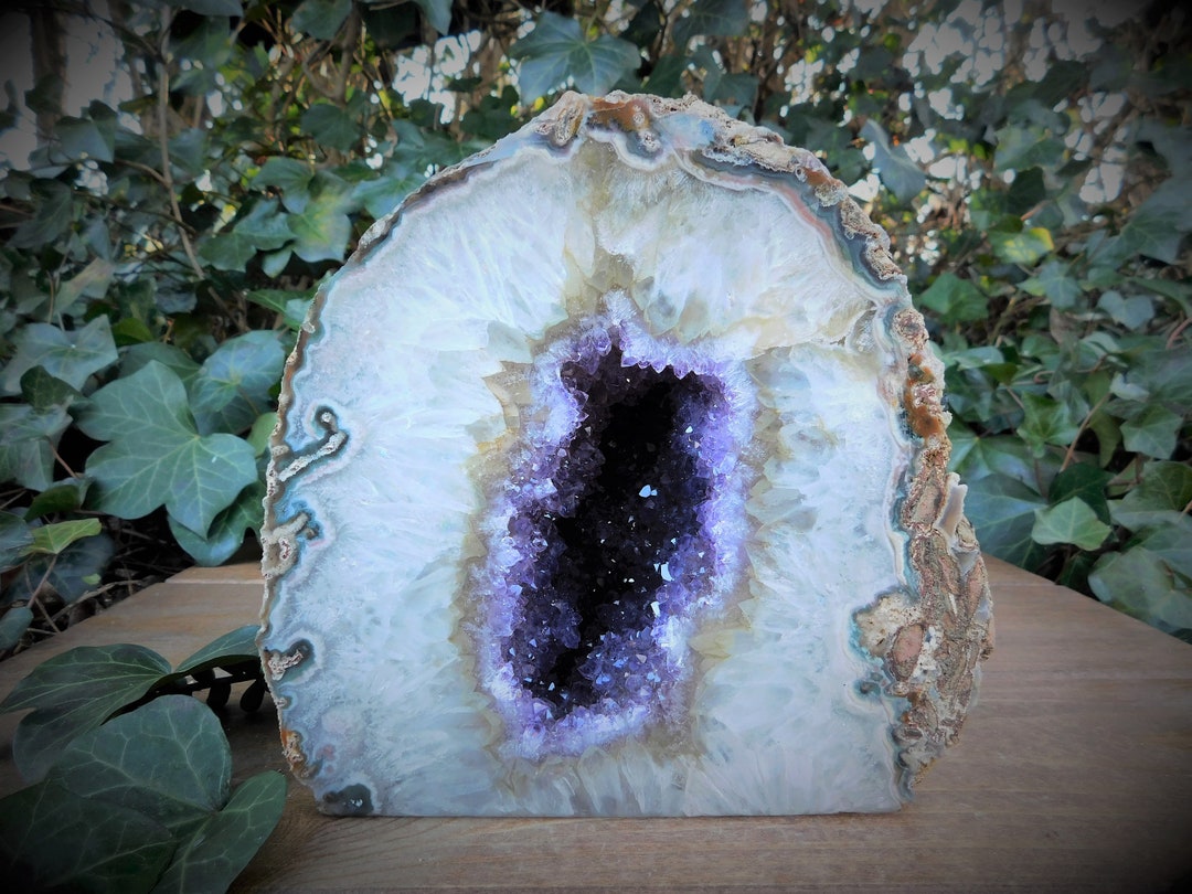 Large Agate Geode Nodule With Amethyst Crystal Center, 2 - Etsy