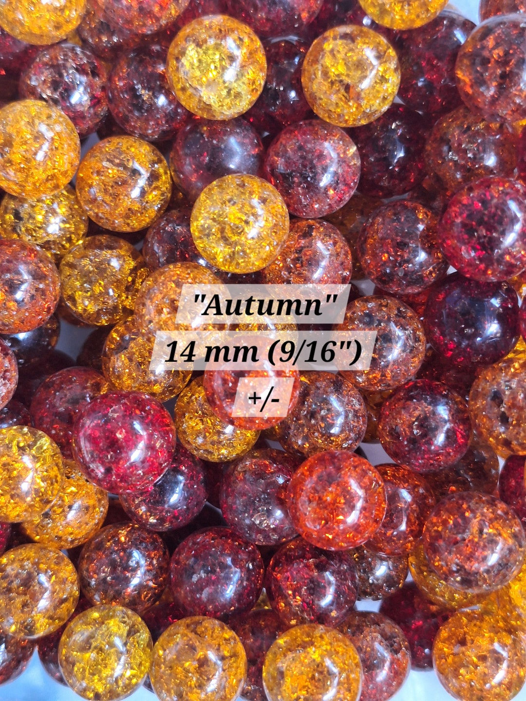 14mm - 25 Pieces "autumn" Cracked Marbles, Fried Marbles 9/16", Cracked ...
