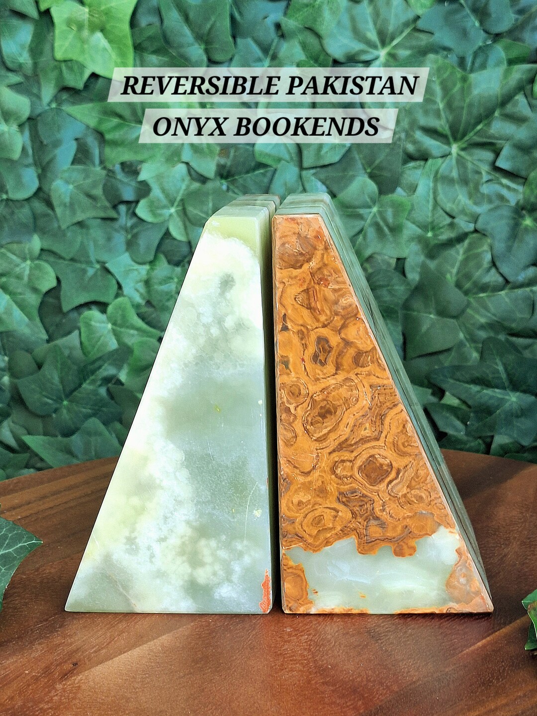 Reversible Pakistan Onyx Bookends, PRICE REDUCED, Heavy Bookends, Rock ...