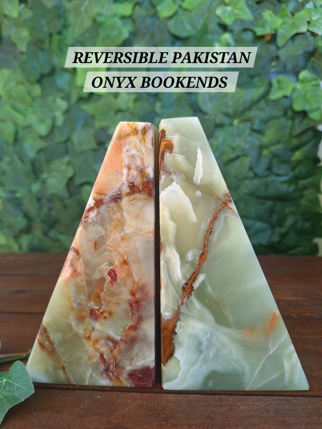 Reversible Pakistan Onyx Bookends, Wedge Bookends, Heavy Bookends, Rock ...