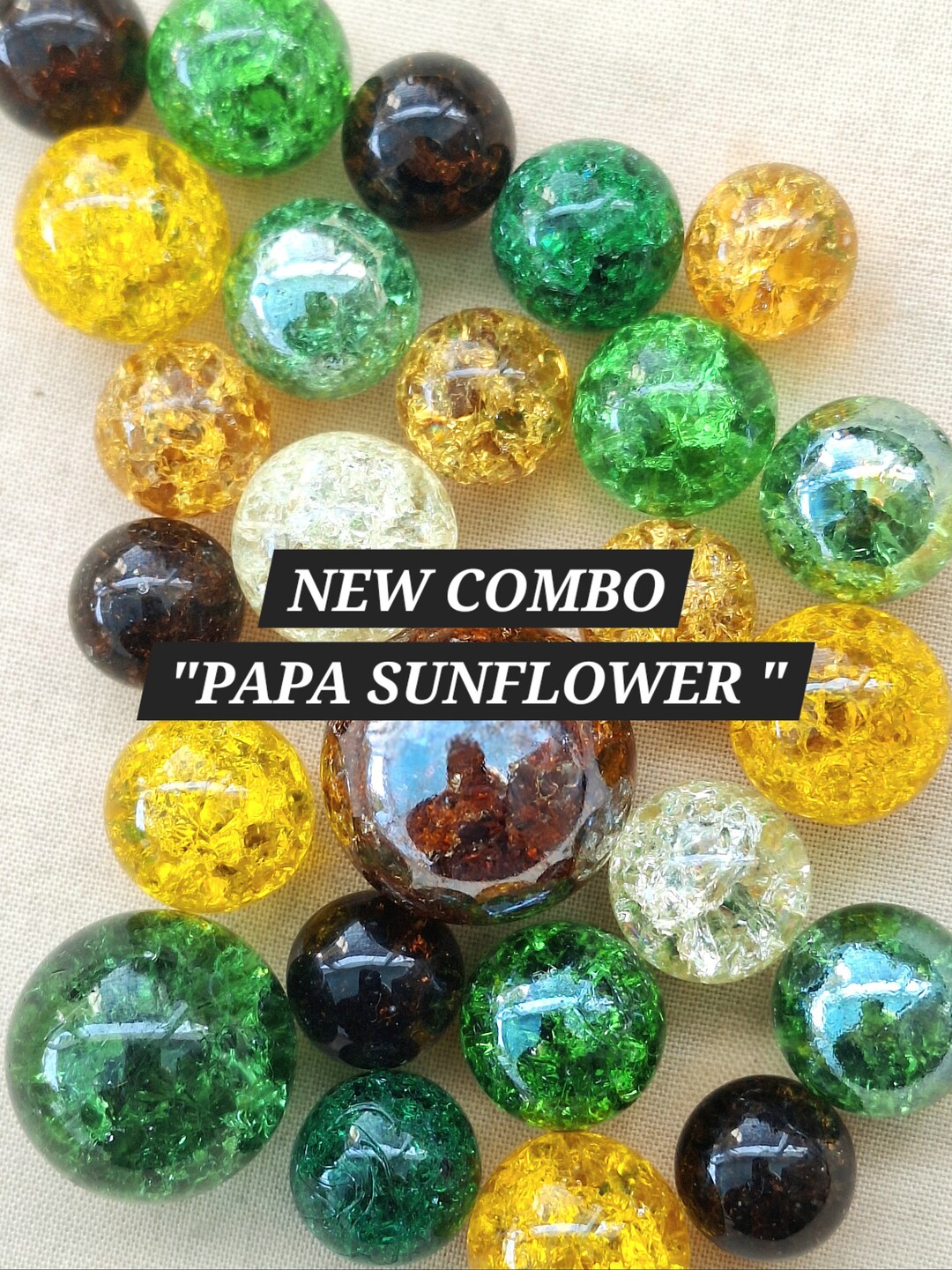 25 Pieces Marbles Assorted Sizes and Colors, papa Sunflower, Cracked ...