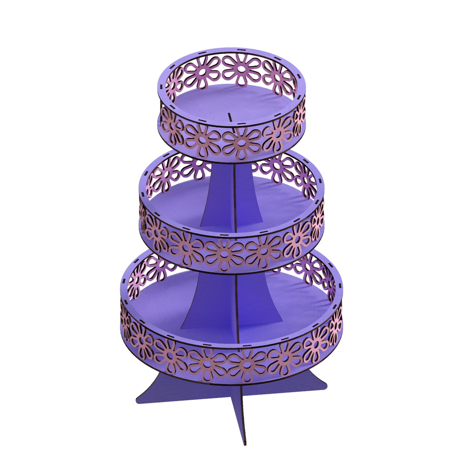 3 Tier Round Floral Trays Laser Cut Files Laser Cut | Etsy