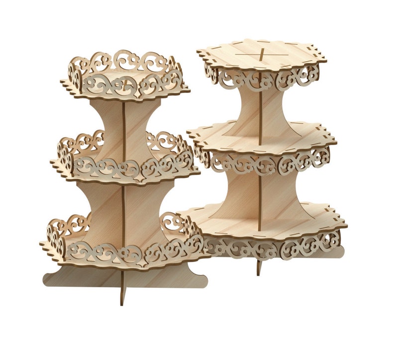 3 Tier Flower Cupcake Stand Laser Cut Files laser cut | Etsy
