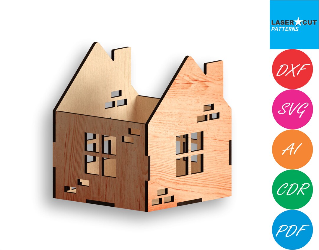 House Box Laser Cut Files Laser Cut Template Laser Cut - Etsy