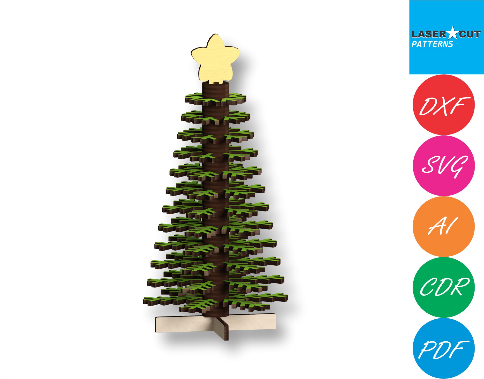 Christmas Tree Laser Cut Files Svgdxfpdfaicdreps | Etsy