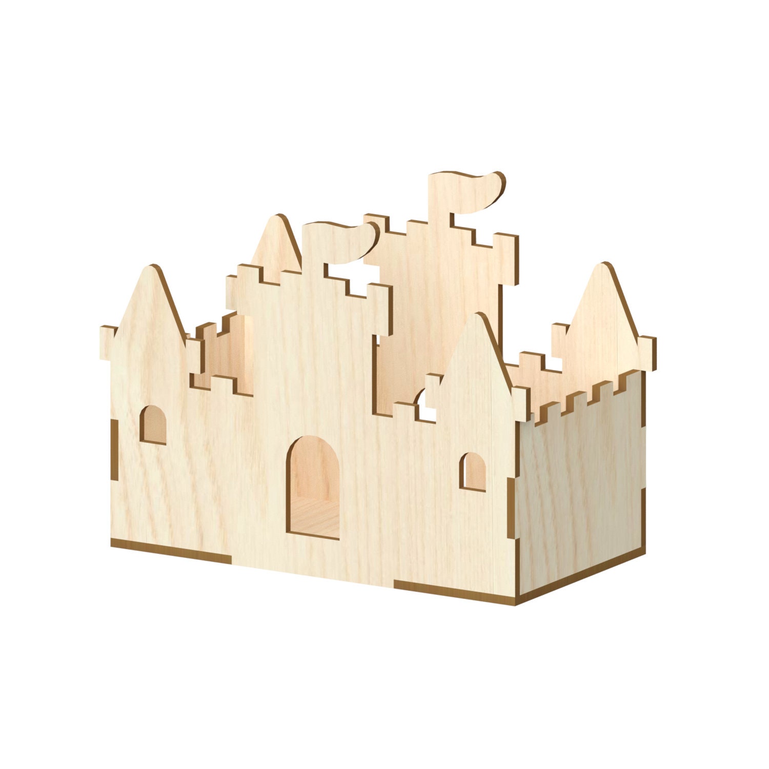 Castle boxLaser Cut Files laser cut template Vector for | Etsy