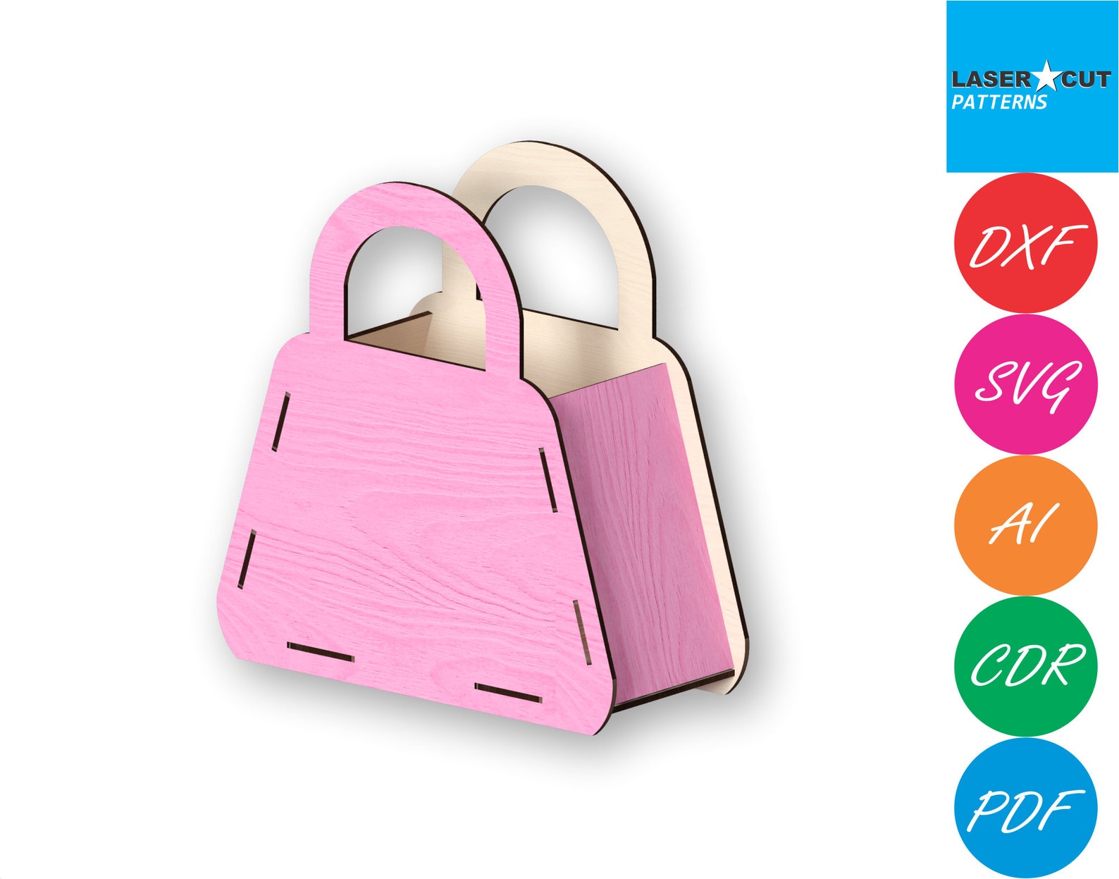 Handbag Laser Cut Files Laser Cut Template Laser Cut | Etsy