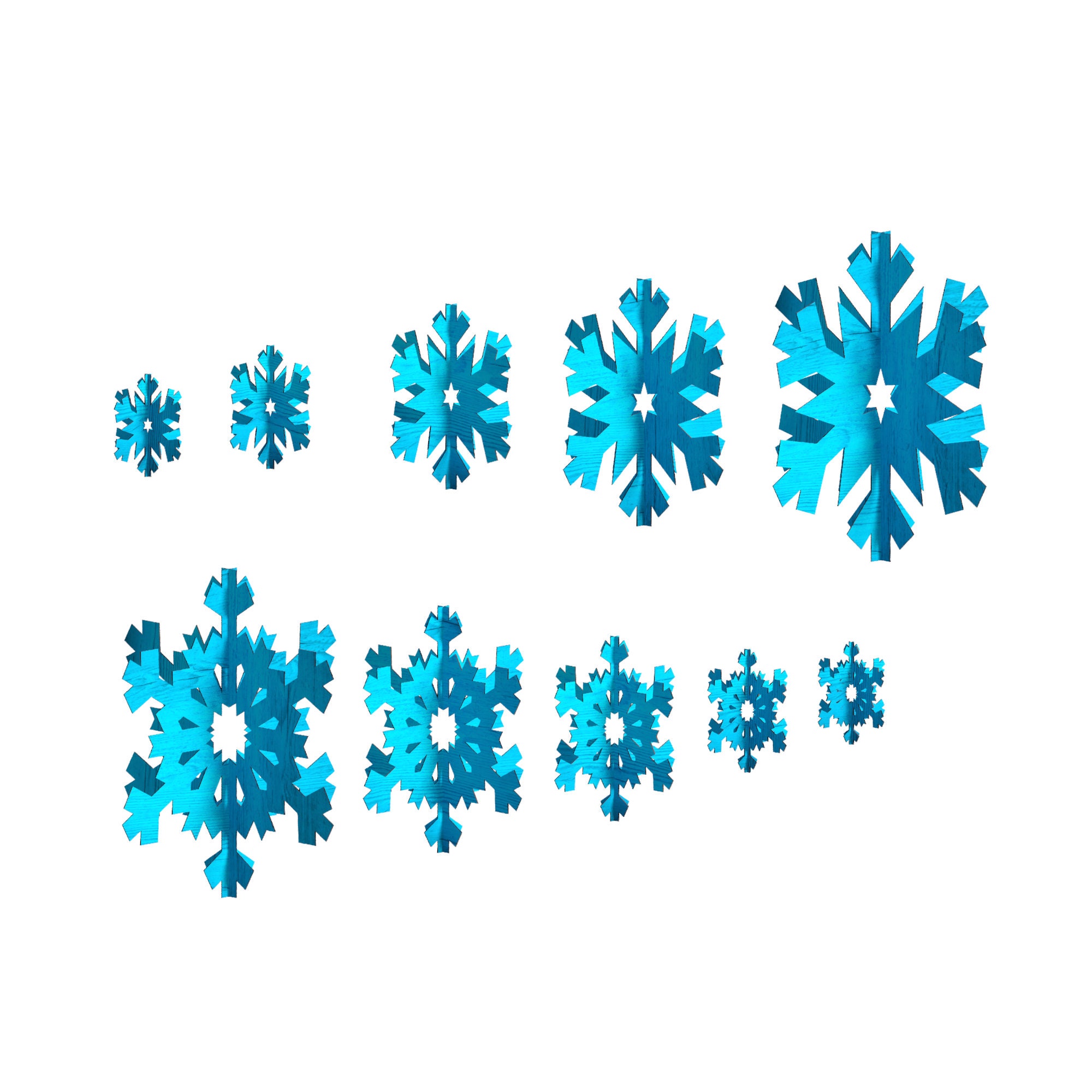 2 Snowflakes Models in 5 Sizes Laser Cut Files | Etsy