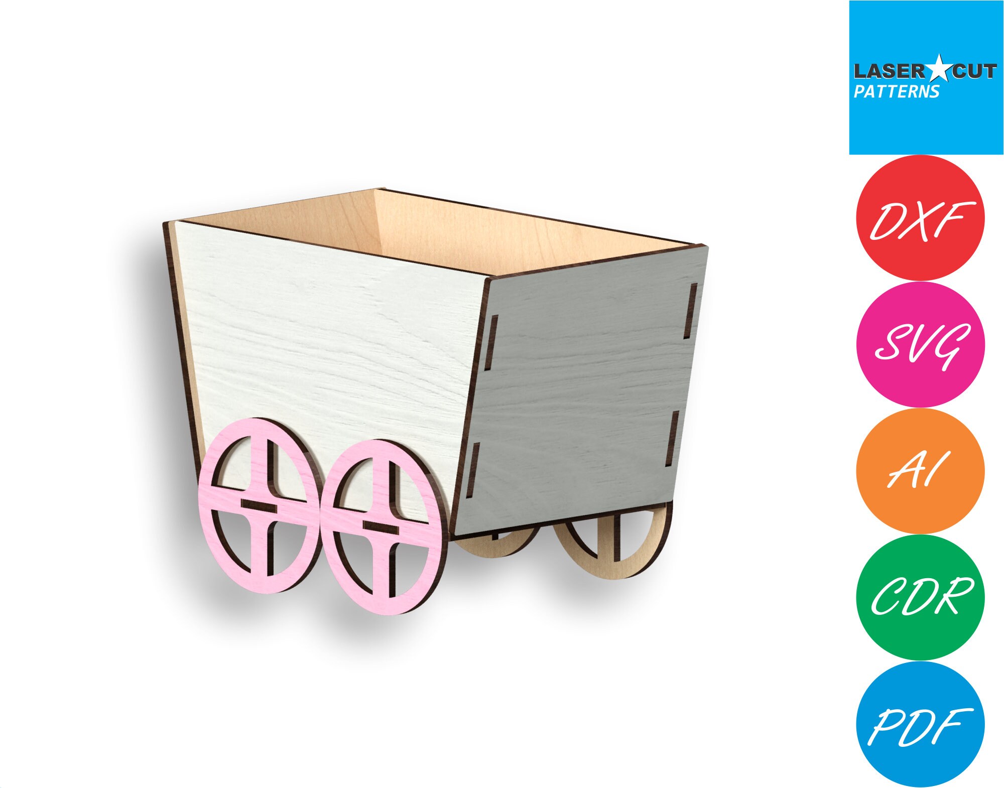 Cart Box Pattern Vector for Laser Cutting Cncsvglaser Cut - Etsy