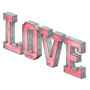 LOVE Letters, Laser Cut Files - Svg+dxf+pdf+ai+cdr+eps - Laser Files ...