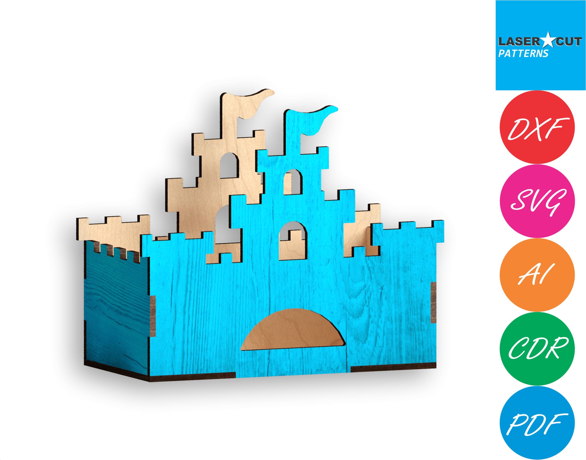 Castle box Laser Cut Files laser cut template laser cut | Etsy