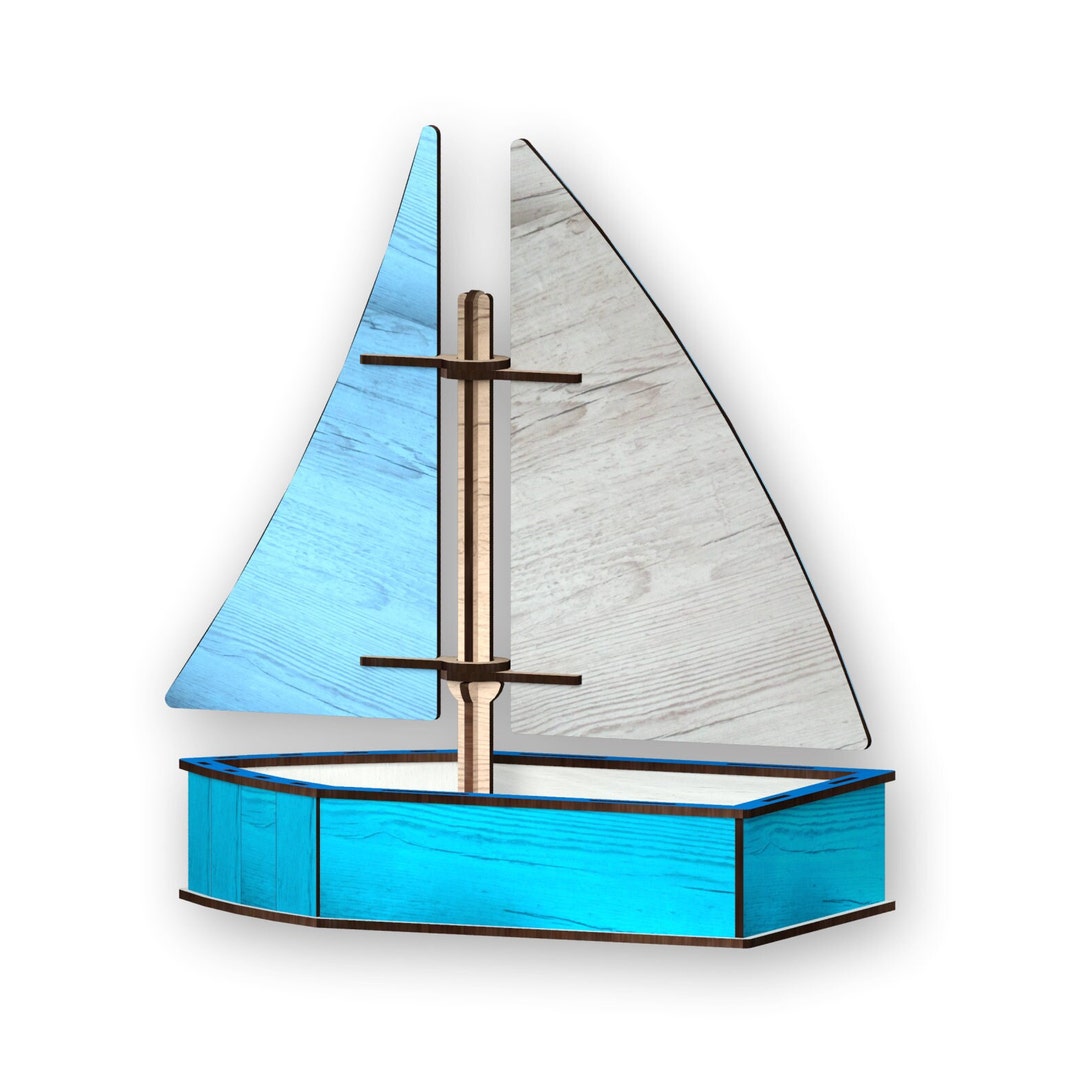 Little Sailboat, Laser Cut Files - Svg+dxf+pdf+ai+cdr+eps - Laser Files ...
