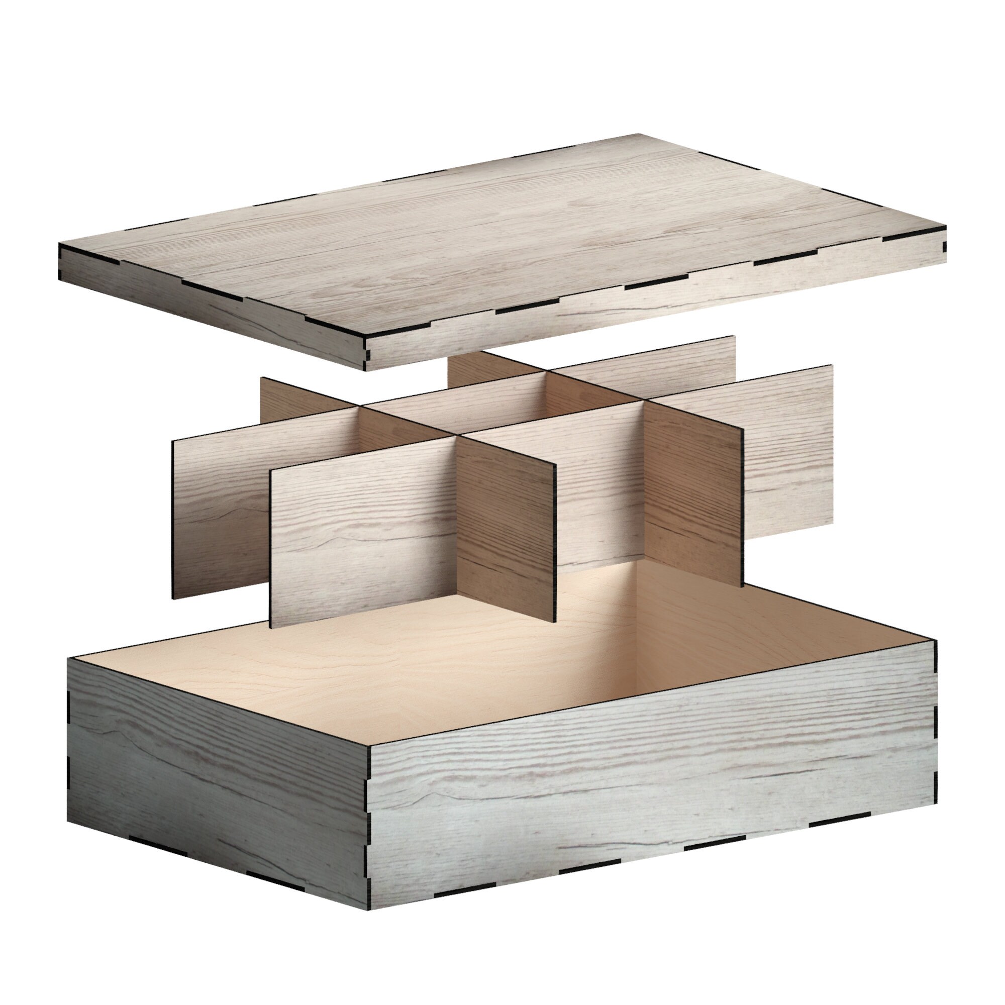 Box With Lid and Sections Pattern Vector for Laser Cutting CNC, Instant ...