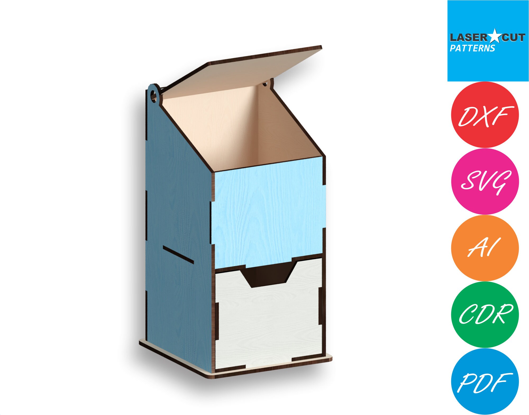 Box With Lid and Drawer Laser Cut Files Laser Cut Template - Etsy