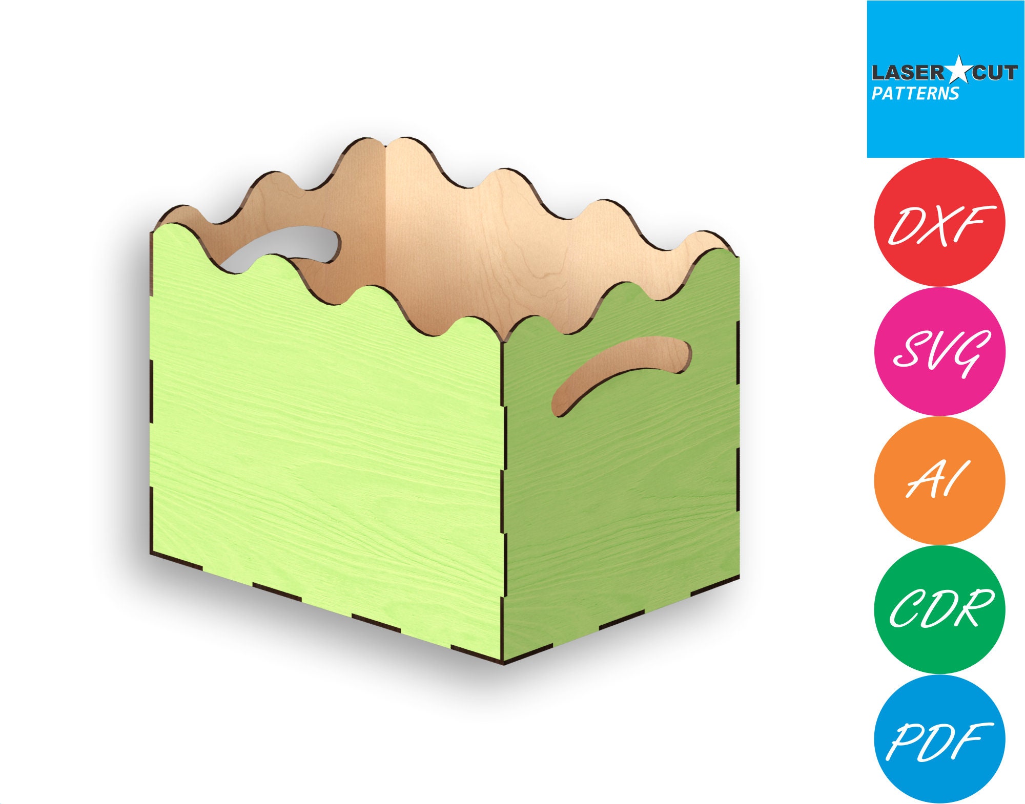 Box With Handlelaser Cut Files Laser Cut Template Vector | Etsy