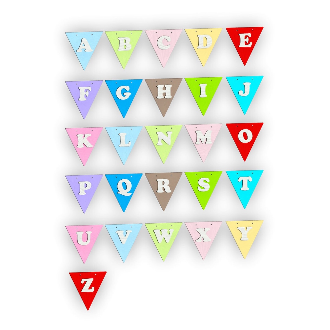 Party Flags A-z,laser Cut Files, Laser Cut Template, Vector for Laser ...