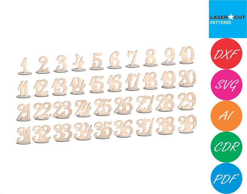Wedding Tables Numbers Laser Cut Files | Etsy
