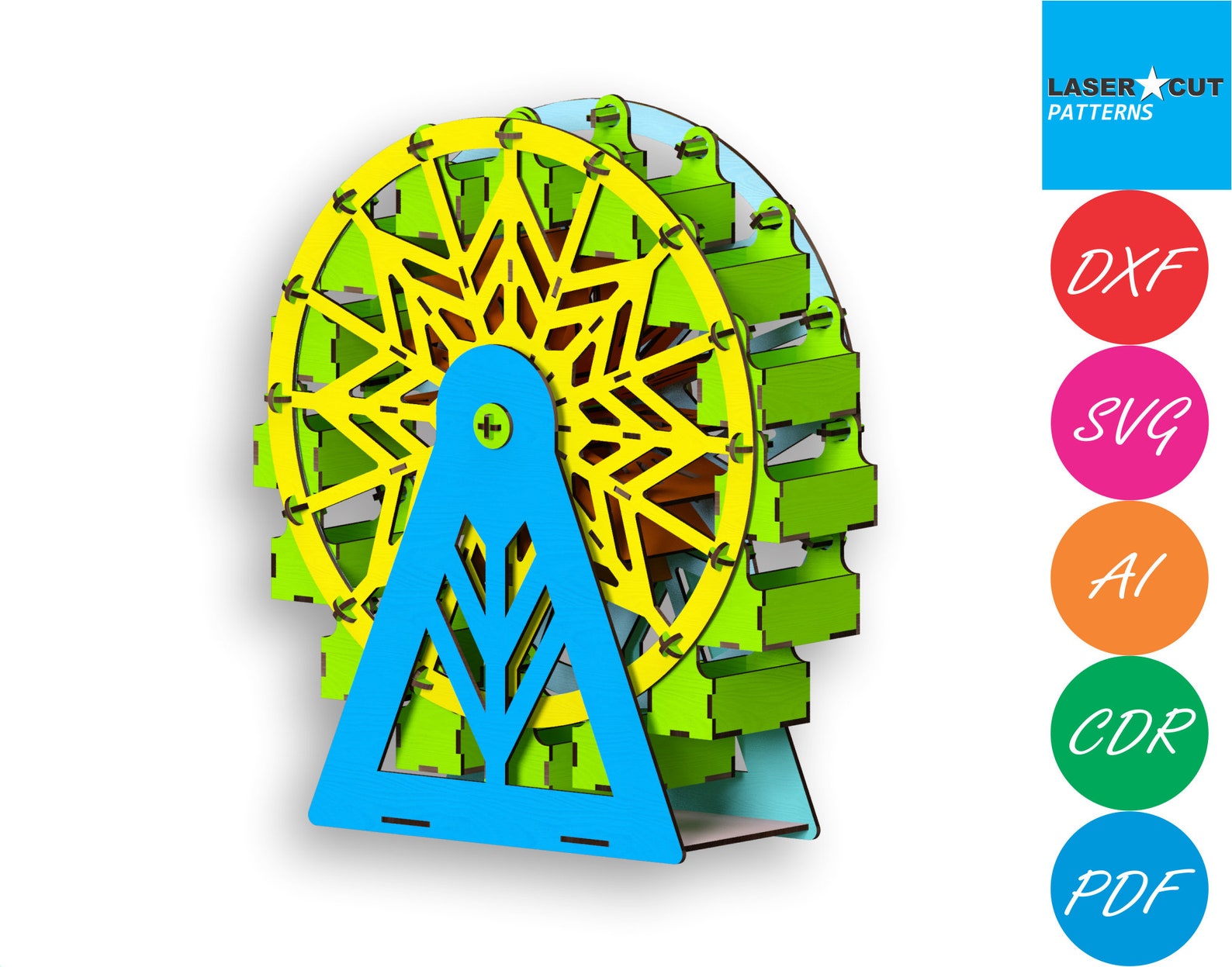 Ferris Wheellaser Cut Files Laser Cut Template Vector for - Etsy