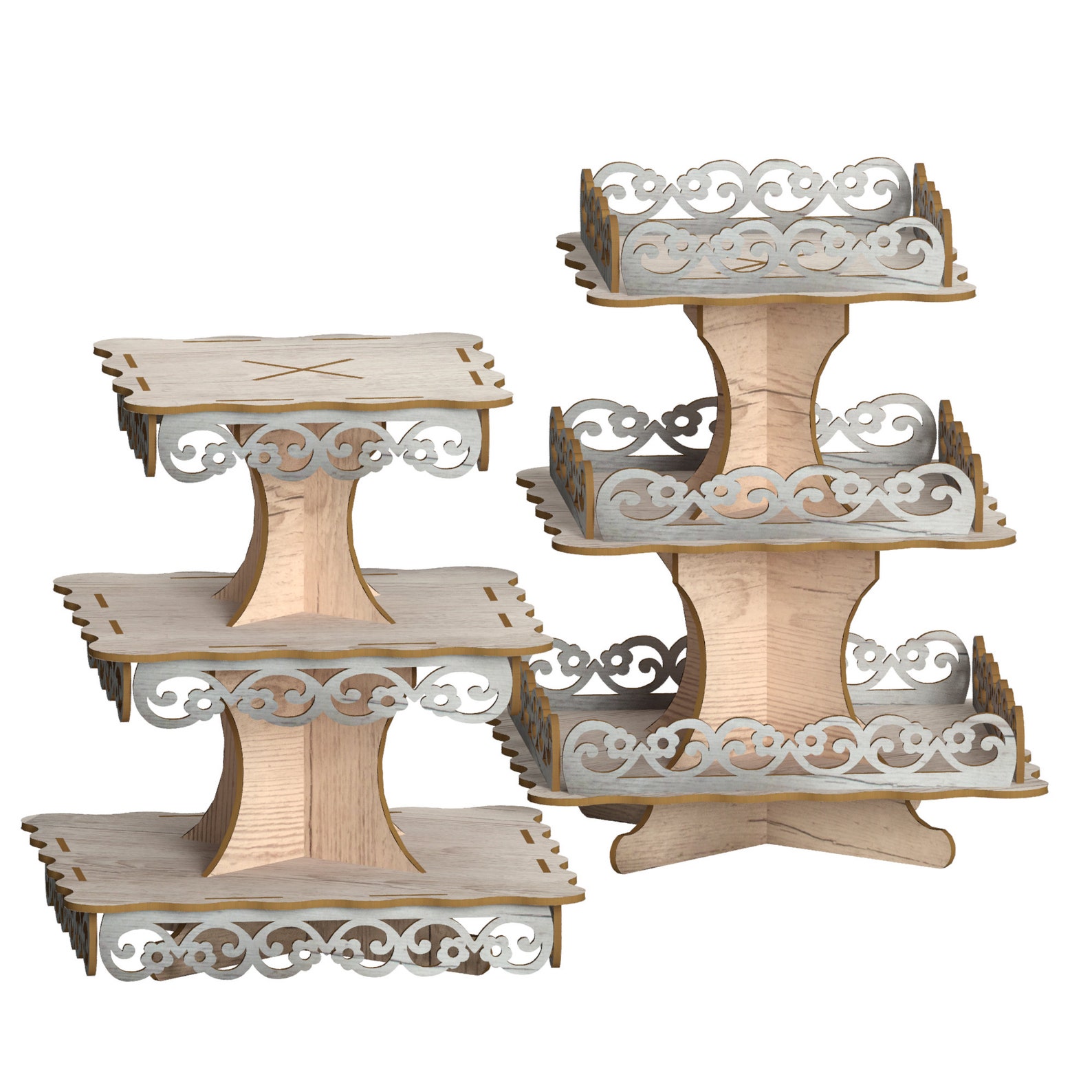 3 Tiered Trays Cupcake Stand Laser Cut Files Laser Cut - Etsy