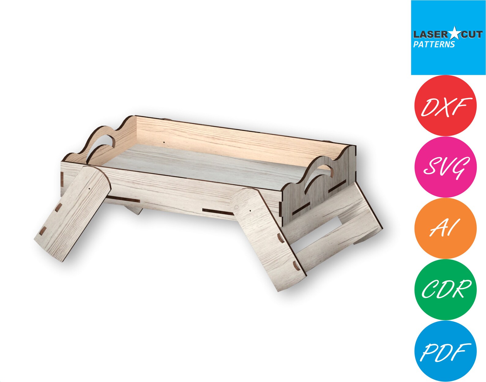 Breakfast Tray Stand Laser Cut Files Laser Cut Template | Etsy