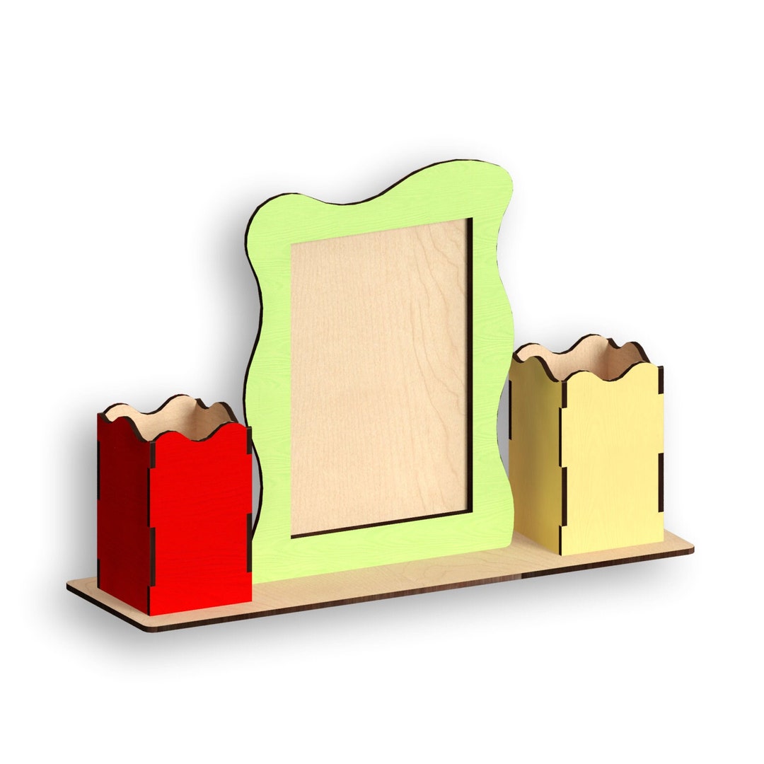 Pen Holder With Picture Frame, Laser Cut Files - Svg+dxf+pdf+ai+cdr+eps ...