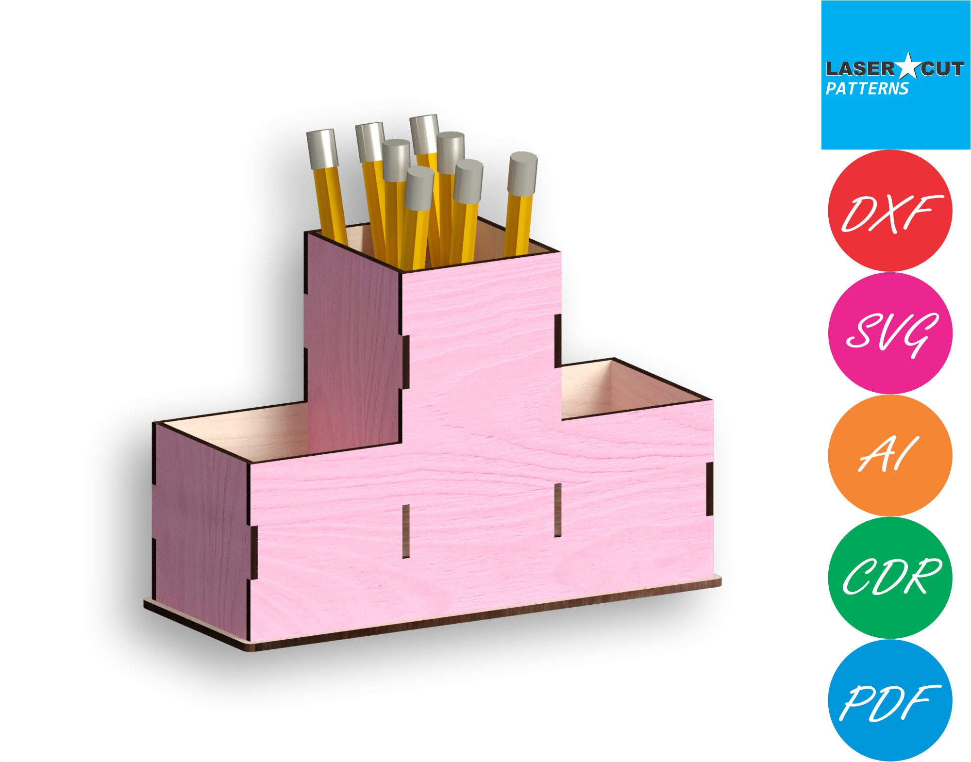 Pen Holder Laser Cut Files Laser Cut Template Vector for - Etsy UK