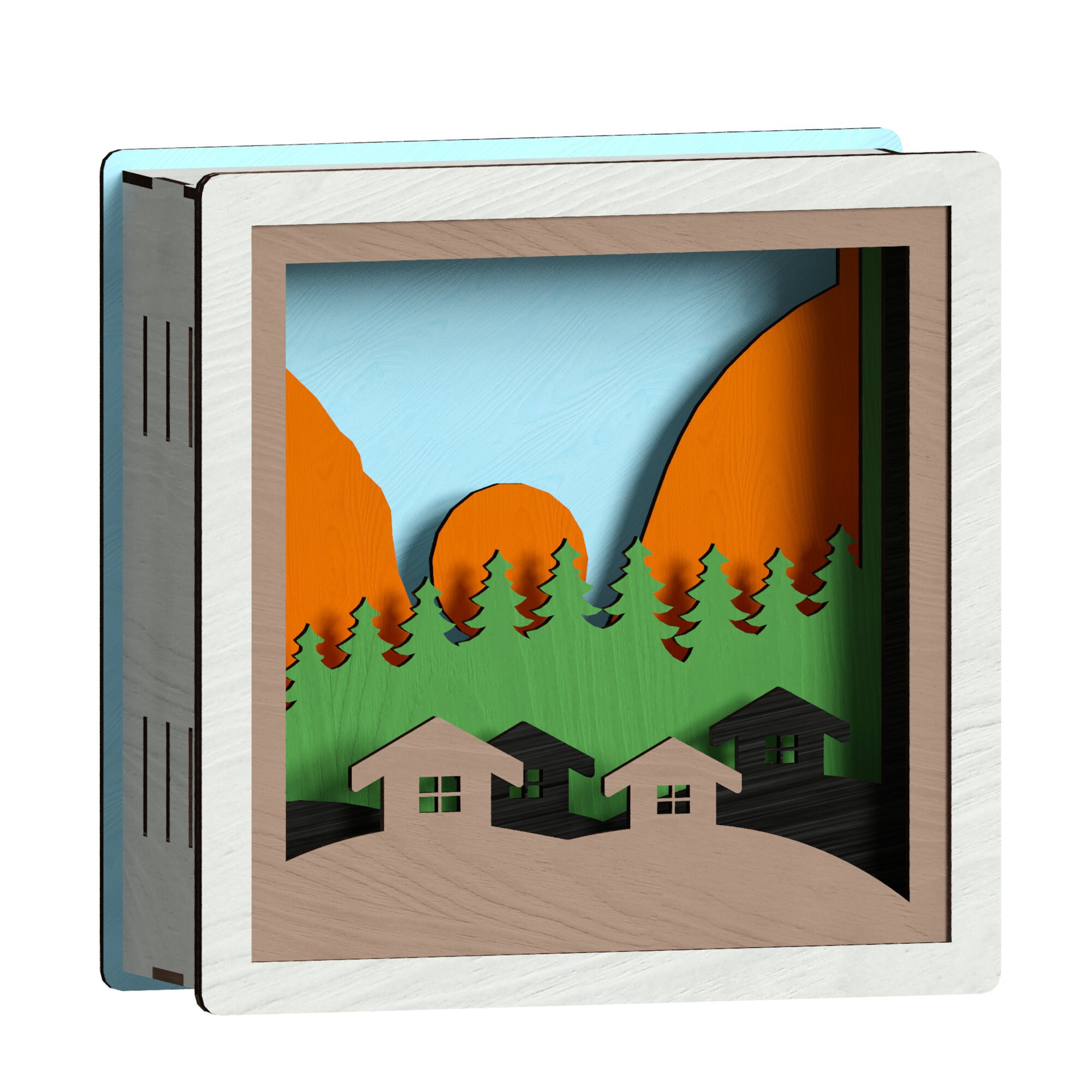 Light Box Mountain Village Laser Cut Files | Etsy