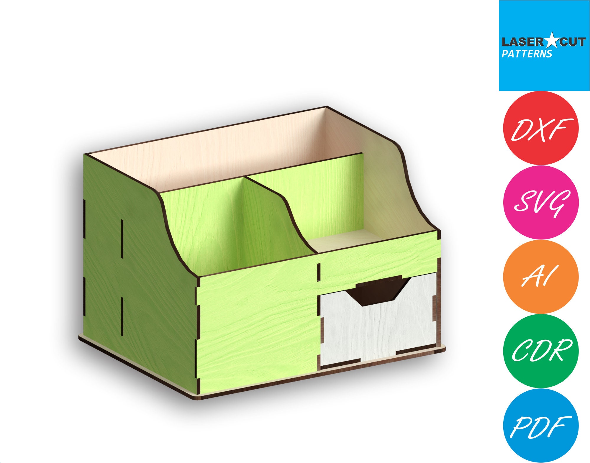 Desk Organizer Laser Cut Files Laser Cut Template Vector | Etsy