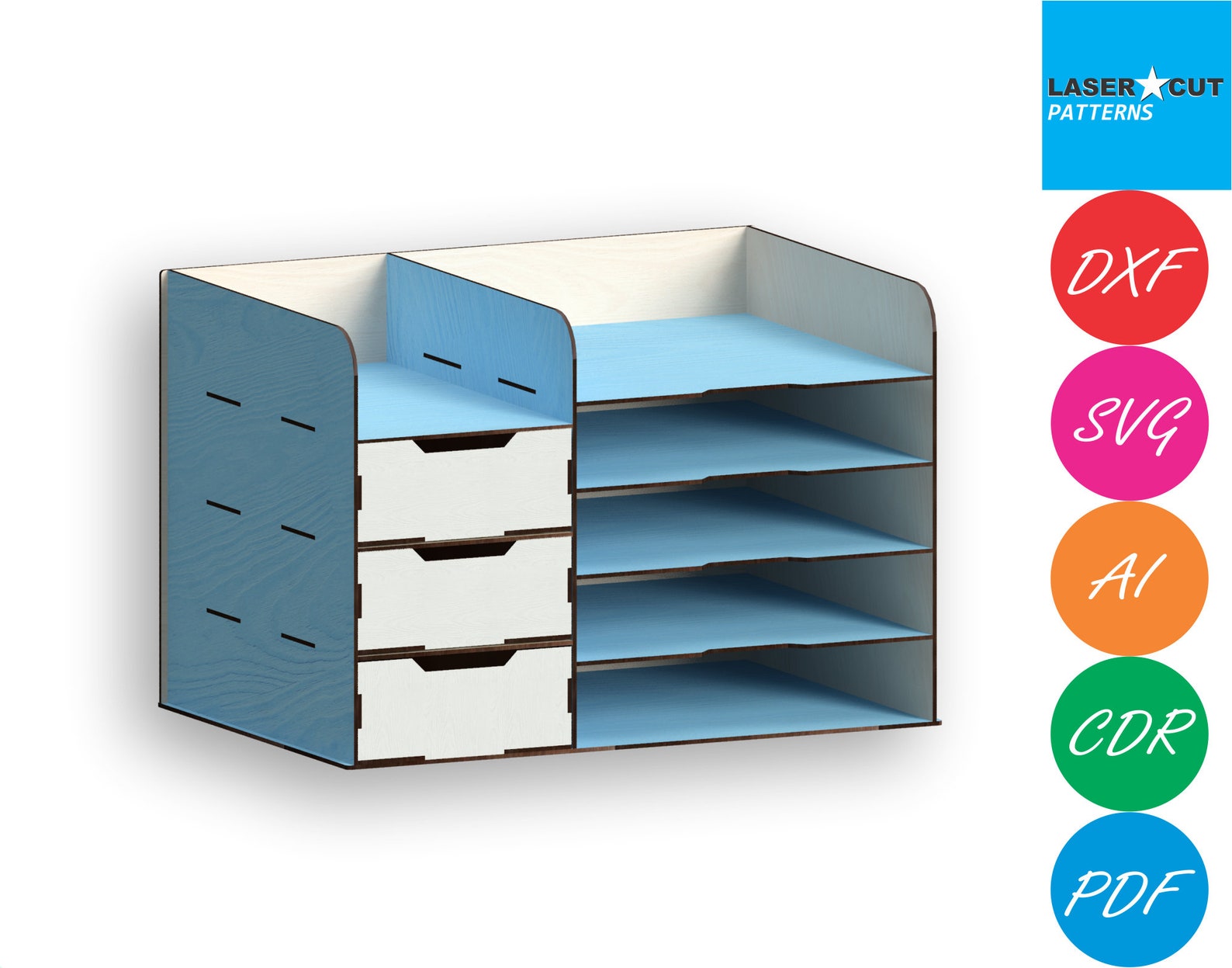 File Organizer Laser Cut Files Svgdxfpdfaicdreps - Etsy