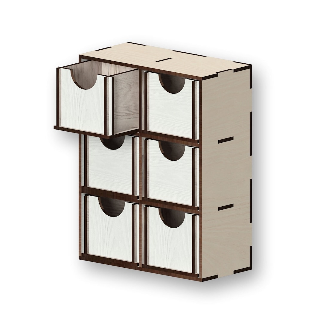 Box With Drawers 3x2, Laser Cut Files - Svg+dxf+pdf+ai+cdr+eps - Laser ...