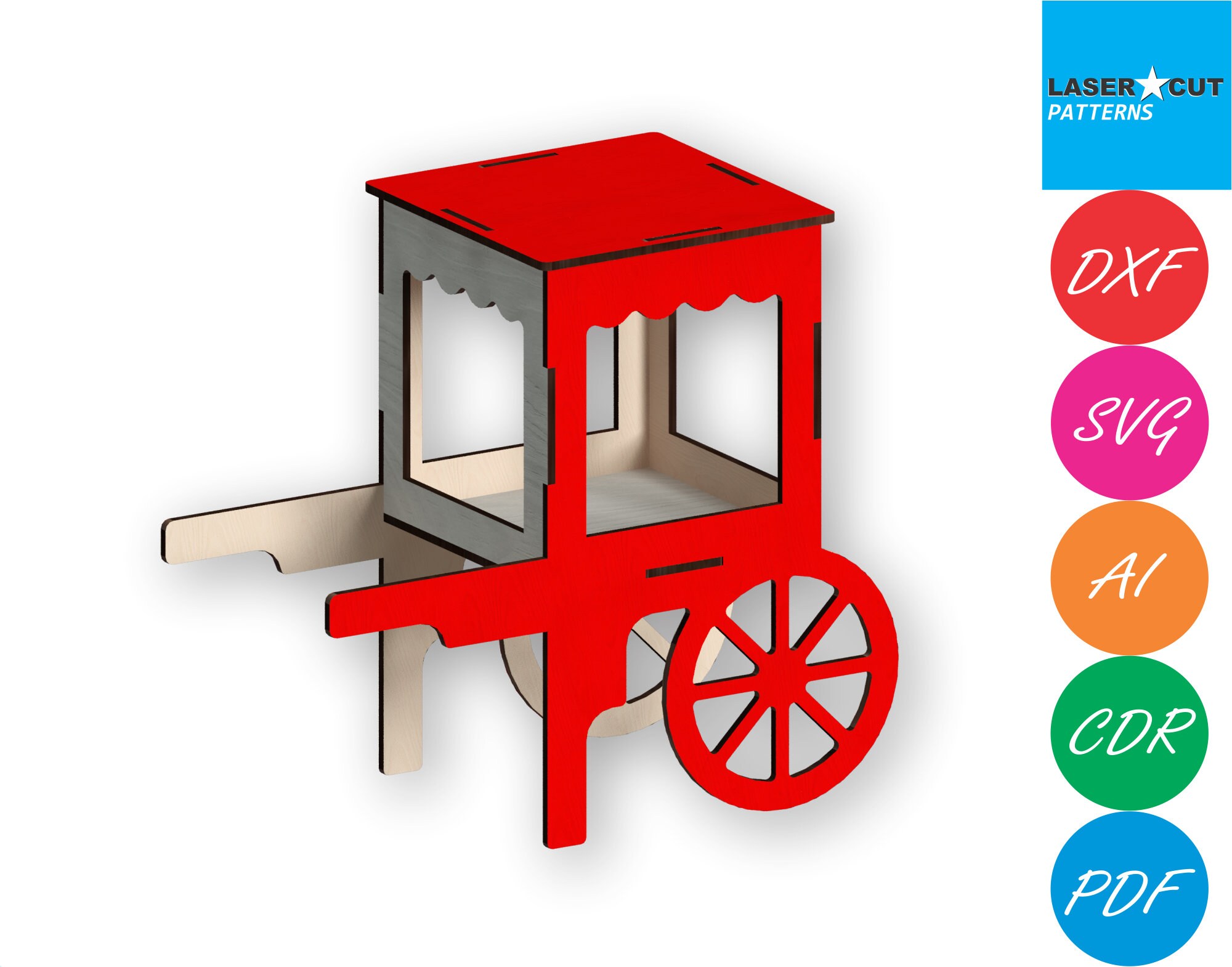 Popcorn CartLaser Cut Files laser cut template Vector for | Etsy