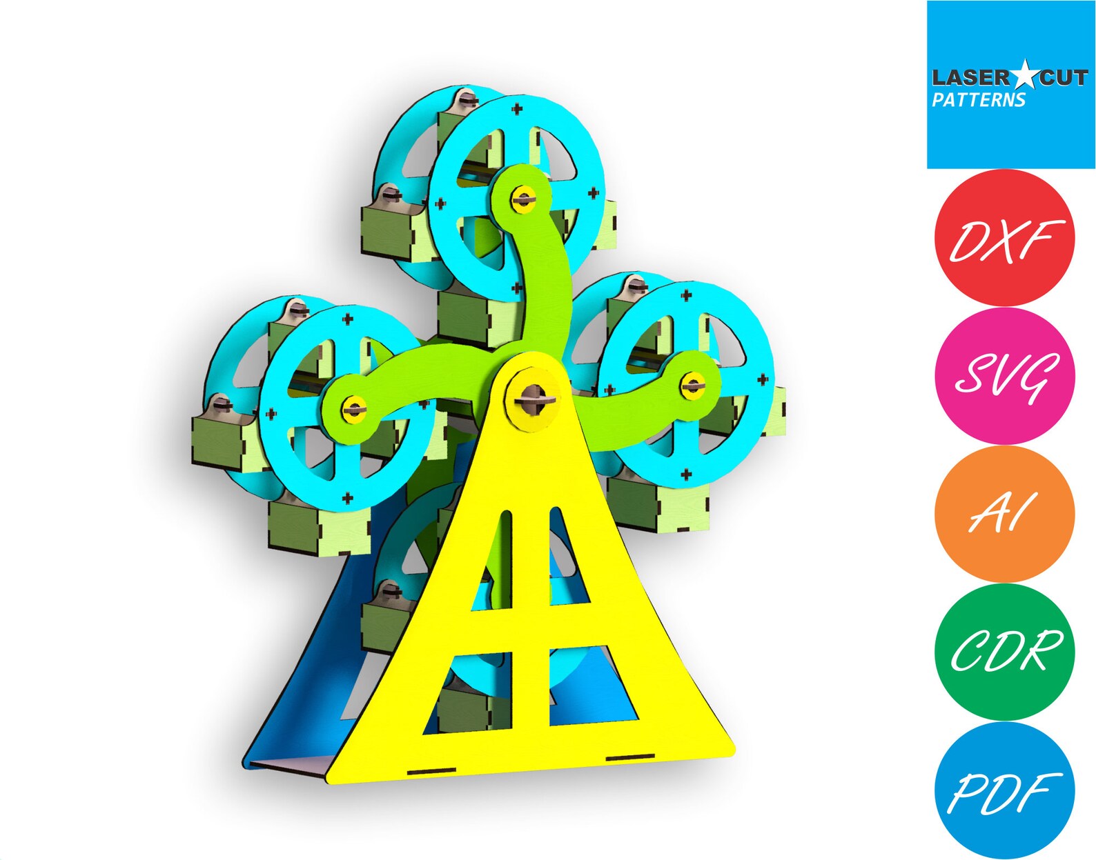 Ferris Wheellaser Cut Files Laser Cut Template Vector for - Etsy